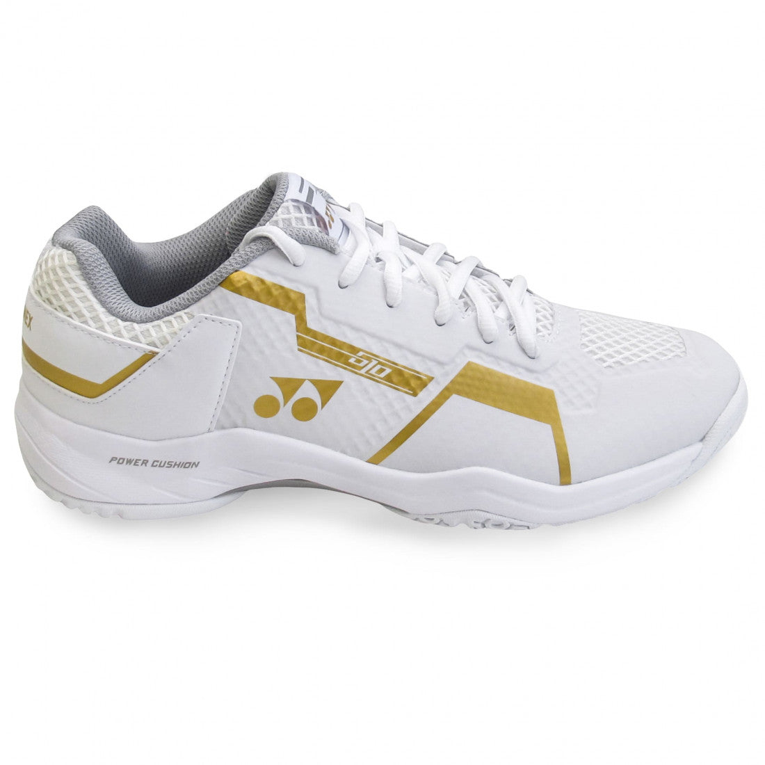 Yonex Shoe 610 (White/Gold) – Alpha Badminton